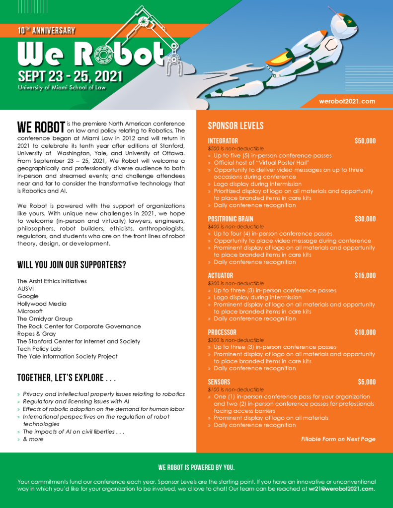 Sponsorship Info - We Robot 2021